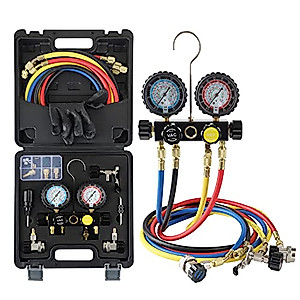 Lichamp HVAC Gauges with Hoses, AC Manifold Gauge Set R410a R134a R12 R22 Refrigerant Gauges