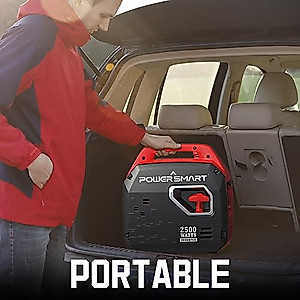 PowerSmart 2500 Watt Portable Gas Inverter Generator, Super Quiet for Camping, Tailgating, Home Emergency Use, (PS5020W)