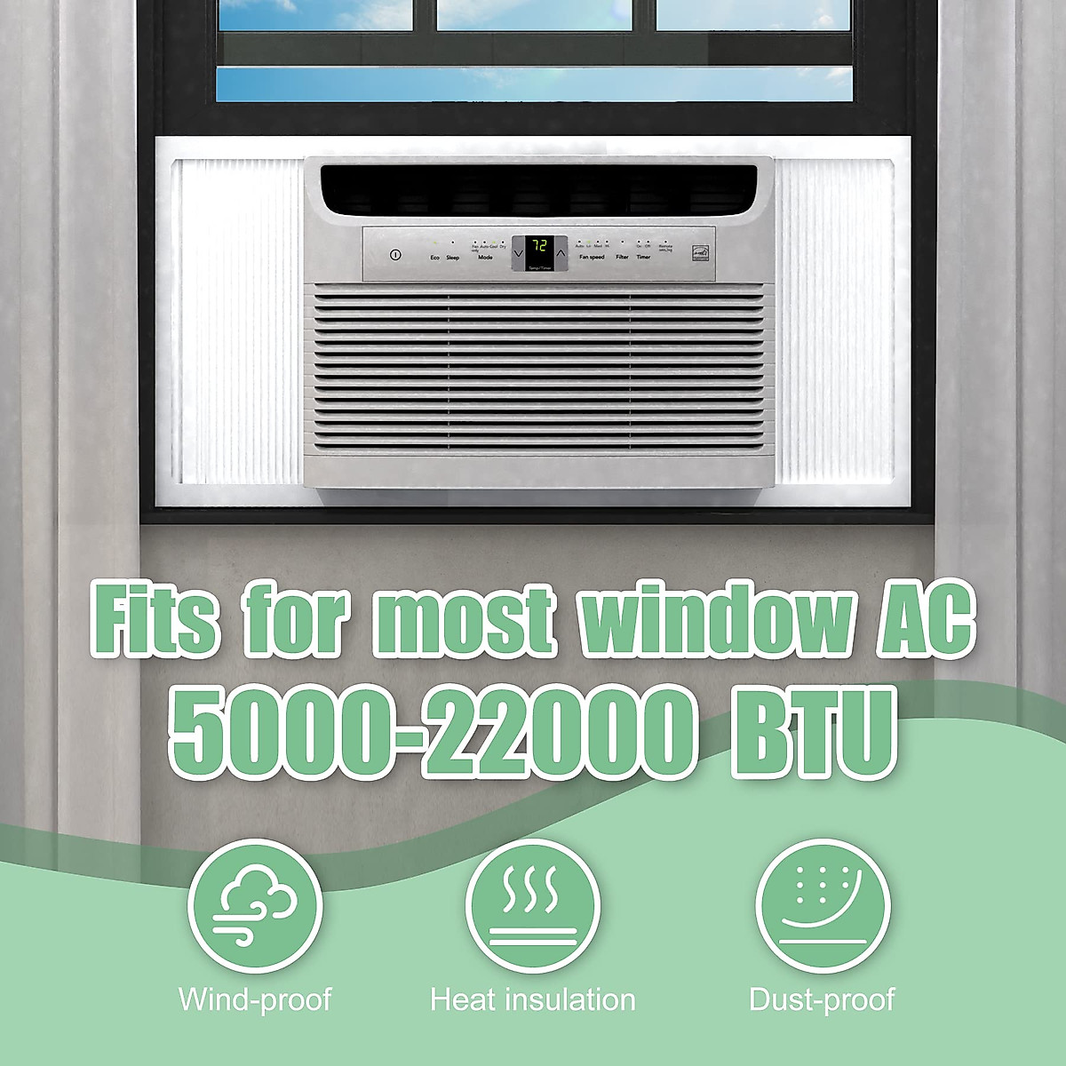 Memrita Window Air Conditioner Side Panels Kit, Adjustable Air Conditioner Replacement Screen, Window AC Side Panels Fits Up to 17 x 10 inch, White