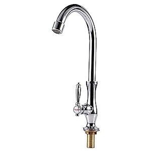 ANGGREK Kitchen Faucet - G1/2" Male Thread Kitchen Sink Faucet 360?Rotatable Easy Install Drinking Water Tap High Arc Vertical Cold Water Faucet