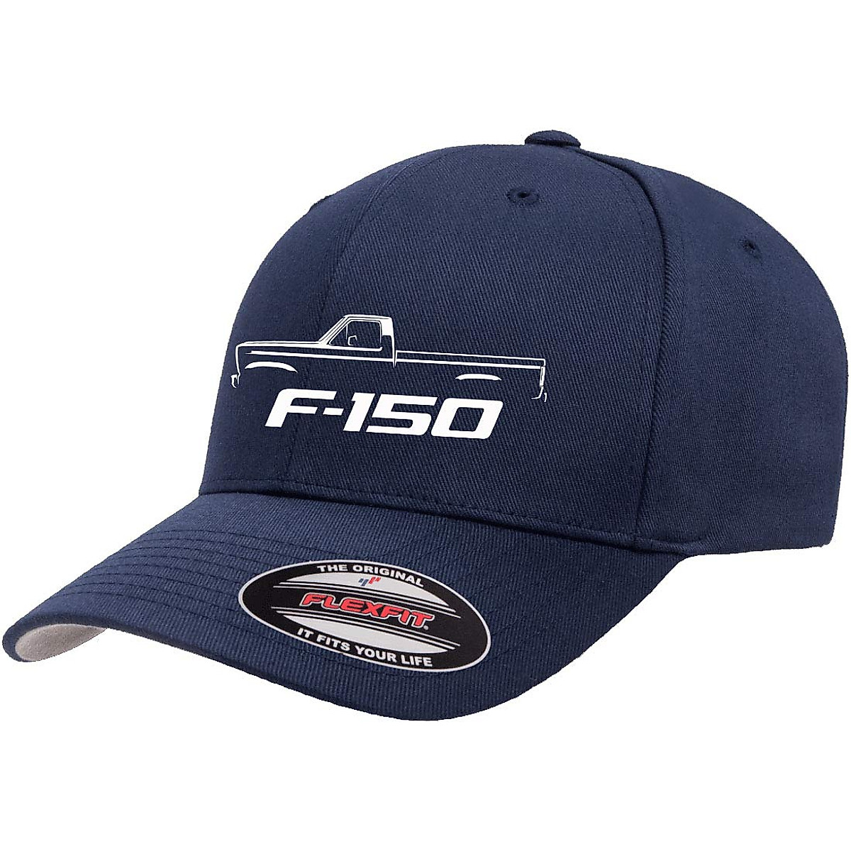 1980-86 Ford F150 Pickup Truck Outline Design Flexfit 6277 Athletic Baseball Fitted Hat Cap Navy S/M