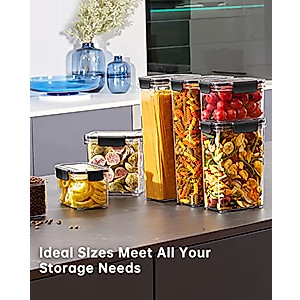 Airtight Food Storage Container Set, 15 Pack Cereal Containers Plastic Food Canisters with Lids, BPA Free,for Pantry Organization Flour Sugar Storage, Marker and Labels