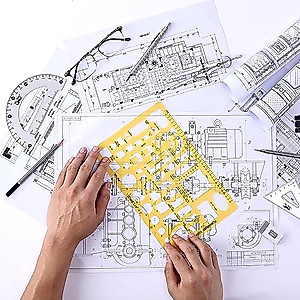 Mr. Pen- House Plan, 3 Pack, Orange, Interior Design and Furniture Templates, Drafting Tools and Ruler Shapes for Architecture, Drafting Tools, Architecture Supplies, Drafting Templates