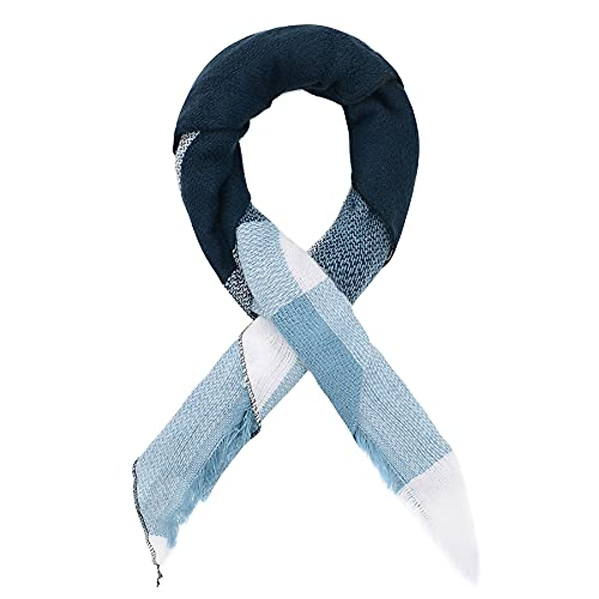 Zando Fall Scarfs for Women Extra Soft Shawl Wraps for Women Cashmere Feel Tassel Plaid Scarf Large Triangle Scarves Tartan Shawl Blue Plaid