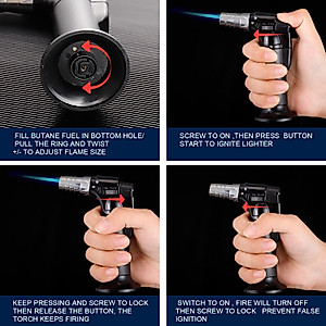 Cocktail Smoker Kit with Butane Torch Old Fashioned Cold Smoker for Cocktail, Whiskey, Wine, Bourbon , Cheese, Meat and More, Cocktail Smoking Kit Wood Shavings