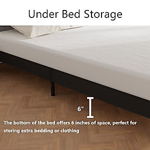 MTSVMP Queen Size Upholstered Platform Bed Frame with High-Adjustable Headboard and Solid Wood Slats Support, Non-Slip and Noise-Free,No Box Spring Needed, Easy Assembly (Queen)