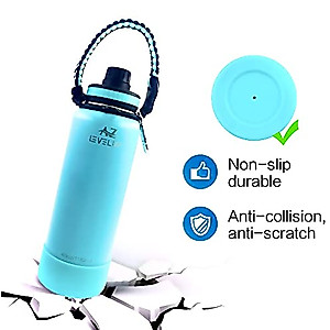 AZ LEVELUP Vacuum Insulated Stainless Steel Water Bottles, Double Walled, Wide Mouth Sport flasks Leak Proof Straw & Spout Lids, Modern Thermos, Paracord Handle, Protective Silicone Boot, 220z-Orchid