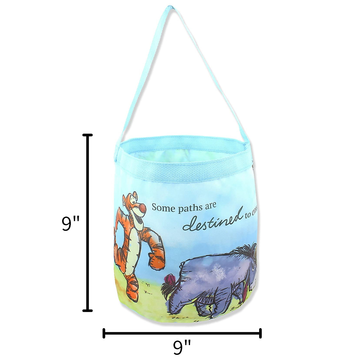 Winnie the Pooh Kids Collapsible Nylon Gift Basket Bucket Tote Bag (One Size, Blue)