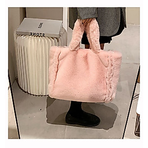 Large Fluffy Fuzzy Tote Bag Furry Purse Faux Fur Totes Shoulder Bags Women Plush Handbag Cute Winter Fashion Purses (pink)