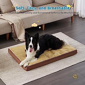 Made4Pets Dog Beds for Medium Dogs, Egg Memory Foam Large Dog Bed with Removable Cover, Pet Bed Mattress for Large Cats, Washable Plush and Cool Cover, 34 x 25 Brown