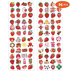 Strawberry Temporary Tattoos Berry First Birthday Party Supplies Decorations 96PCS Cute Tattoos Stickers Party Favors Kids Gifts Girls Boys Classroom School Prizes Themed