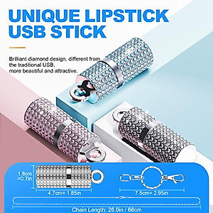 64GB Thumb Drive Necklace USB 3.0 Flash Drive Pink Crystal Jump Drive, Bling Diamond Zip Drive 64 GB Jewelry Pen Drive Creastive Memory Stick, Cute Data Storage Gift by Kepmem