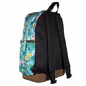 SpongeBob SquarePants And Patrick Star Tropical School Travel Backpack With Faux Leather Bottom