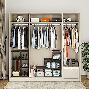 Closet Organizers and Storage, Cube Closet Organizer, Cubes Storage Organizers, Closet Storage Cabinet Shelf, Bookcase Bookshelf for Bedroom, Office (Grey, 6 Square)