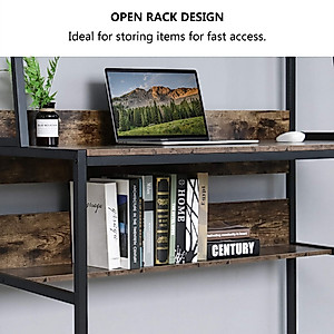 LAVIEVERT Computer Desk with Hutch and Bookshelf 47 Inches Office Desk Laptop Table Studying Writing Desk Workstation for Home & Office - Rustic Brown