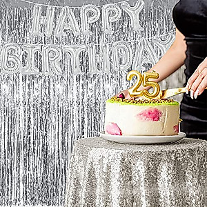 3Pcs Silver Metallic Tinsel Foil Fringe Curtains,3.28ft x 6.56ft Silver Photo Booth Backdrop Streamer Curtain,Photo Booth Props,Ideal for Bachelorette,Birthday,Christmas,New Year Party Decorations