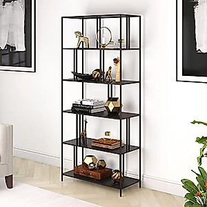 Henn&Hart 34" Wide Rectangular Bookcase in Blackened Bronze, for Home Office, Living Room