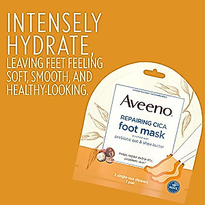 Repairing CICA Foot Mask&Hand Mask with Prebiotic Oat and Shea Butter, for Extra Dry Skin, Paraben-Free and Fragrance-Free, 1 ea