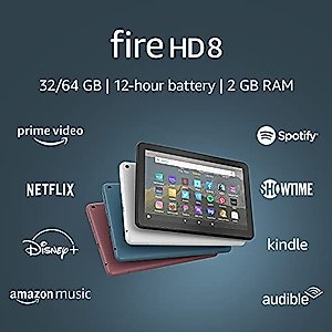 Fire HD 8 tablet, 8" HD display, 32 GB, (2020 release), designed for portable entertainment, Black