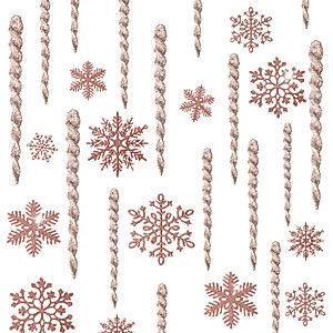 48 Pieces Christmas Snowflake Icicle Ornaments Set Plastic Glitter Icicle Snowflake Tree Ornaments Aluminum Spiral Strip Hangings Ornaments for Christmas Holiday Wedding Party Decoration (Rose Gold)