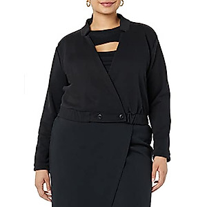 TEREA Women's Madelyn Cropped French Terry Jacket, Black, L