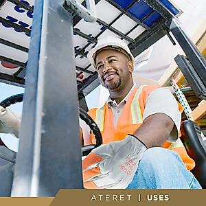 ATERET 12 Pairs Large Hi Vis Heavy Duty Durable Cowhigh Leather Work Gloves