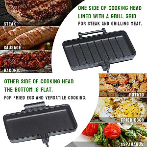 AILITOR Double Pie Iron Sandwich Maker for Camping, Cast Iron Campfire Pie Cooker, Campfire Cooking Equipment Mountain Pie Maker