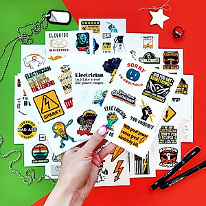 BulbaCraft 100Pcs Funny Electrician Stickers for Hard Hats, Electrician Hard Hat Stickers and Decals, Funny Electrician Gifts for Men, Gifts for Electrician Men, Electrician Gift Ideas