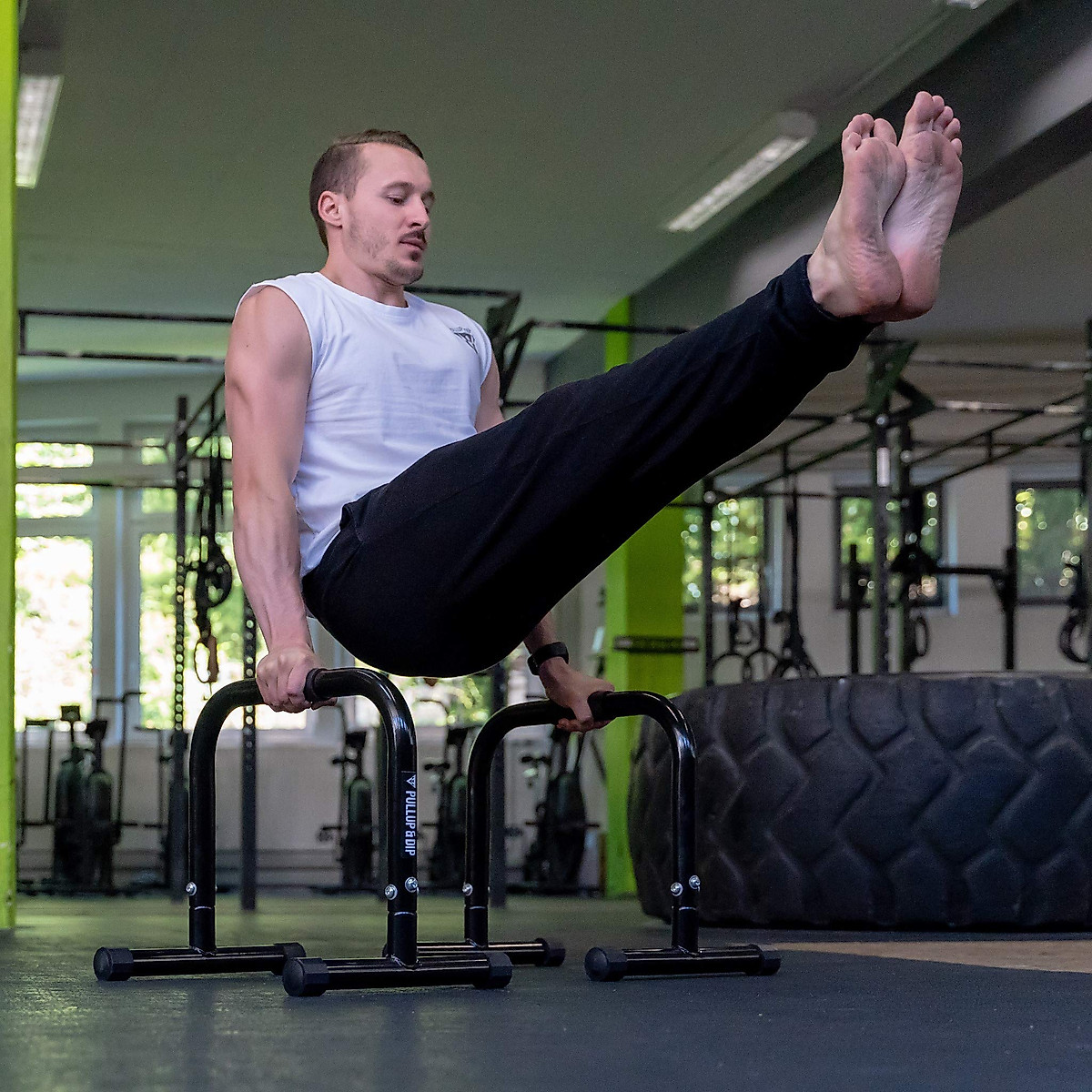 PULLUP & DIP Fitness Parallettes, Medium Parallette Bars For Calisthenics, Crossfit & Gymnastics, Handstand Bars With Extra Wide Handle & No Wobbling