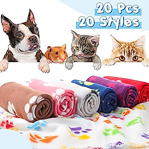 20 Pieces Puppy Blanket Pet Blanket Soft Fleece Dog Blankets Doggie Blanket Warm Felt Throw Blanket Sleep Mat Bed Covers Small Blankets for Puppy Pet Dogs Cat, 20 Styles (23.6 x 27.6 Inch)