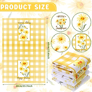 Buryeah 4 Pcs Kitchen Towels Set Yellow Daisy Dish Towels Yellow Dish Towels Absorbent Summer Kitchen Drying Towels for Kitchen Bathroom Party Seasonal Wedding Home Decorations,15.75 x 23.62 Inches