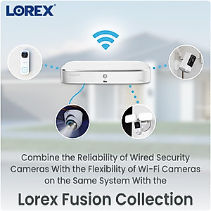 Lorex Fusion 4K Security Camera System with 4TB NVR – 16 Channel (Wired & Fusion WiFi) PoE Wired Home Security System with 7 Bullet IP Cameras – Color Night Vision, Motion Detection