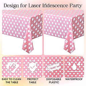 1 Piece Pink Polka Dot Rectangle Tablecloth - 54x72“ Decorative & Stain Resistant Table Cloth with Polka Dot Pattern, Table Cover for Dining Table, Buffet, Wedding, Camping, Party & Wedding