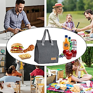 FERNYE Lunch Bag for Women/Men,Waterproof Reusable Portable Lunch Tote,Lunch Box Bag.Thermal Cooler Bag Ideal for Work/Party/l/Travel/Picnic (Light Gray)