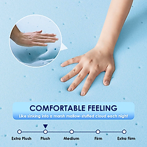 3 Inch Gel Memory Foam Mattress Topper, Mattress Topper, Memory Foam Mattress Pad, Cooling Gel Infused Mattress Topper, Soft Mattress Pads for Sleeper Sofa (Full)