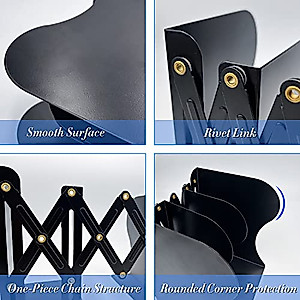 KIROYAL Adjustable Bookends Non Skid Decorative Bookends,Metal Bookends for Heavy Books,Bookshelf Organizer Holder for Books and Magazines for Desk