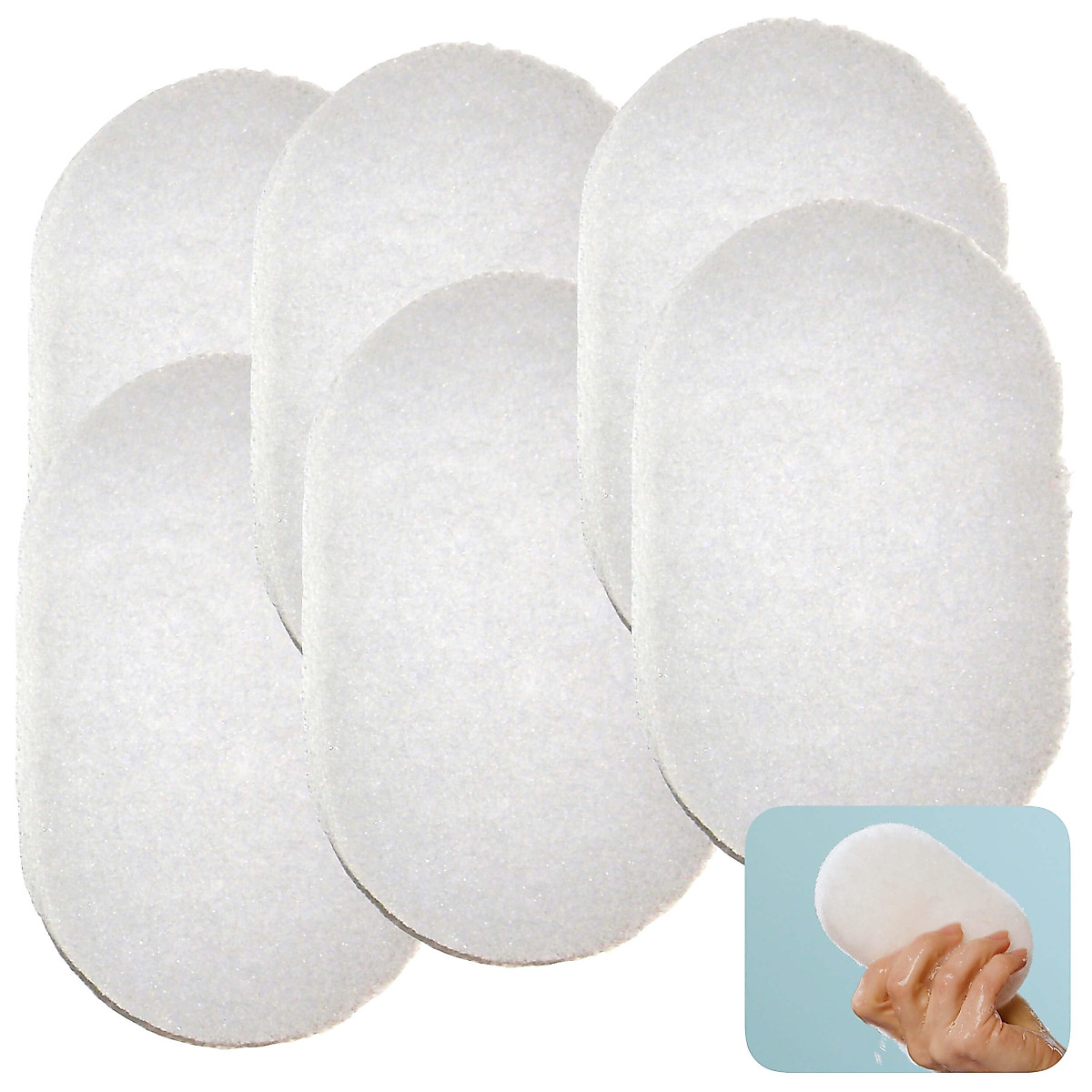 HartFelt Bath Sponges for Shower | Oval Body Wash Scrubber for Exfoliating Skin | Clean and Refresh Body, Back & Arms | Chemical-Free Body Sponge | Made in USA - Pack of 6