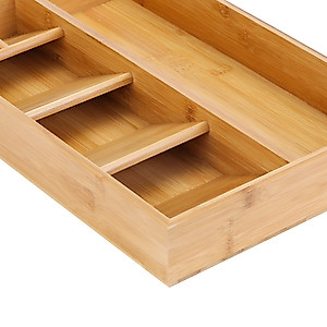 Reviaras Kitchen Drawer Organizer, Bamboo Kitchen Drawer Organizer, Kitchen Drawer Organizer for Silverware