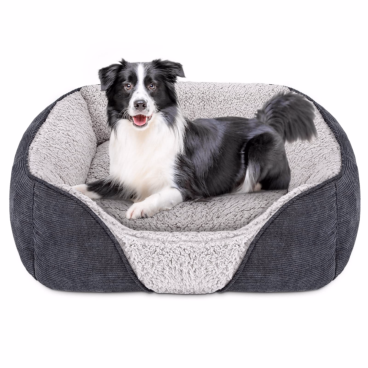 Siooko Large Dog Beds for Large Dogs Machine Washable Rectangle Pet Beds with Anti-Slip Bottom, Soft Sleeping Dog Sofa Bed Durable (30'', Grey)