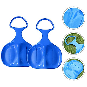 BESPORTBLE 2pcs Snow Saucer Sled Plastic Snow Sled Toboggan Snow Board Grass Sand Sled Kids Snow Slider for Winter Outdoor (Random Color)