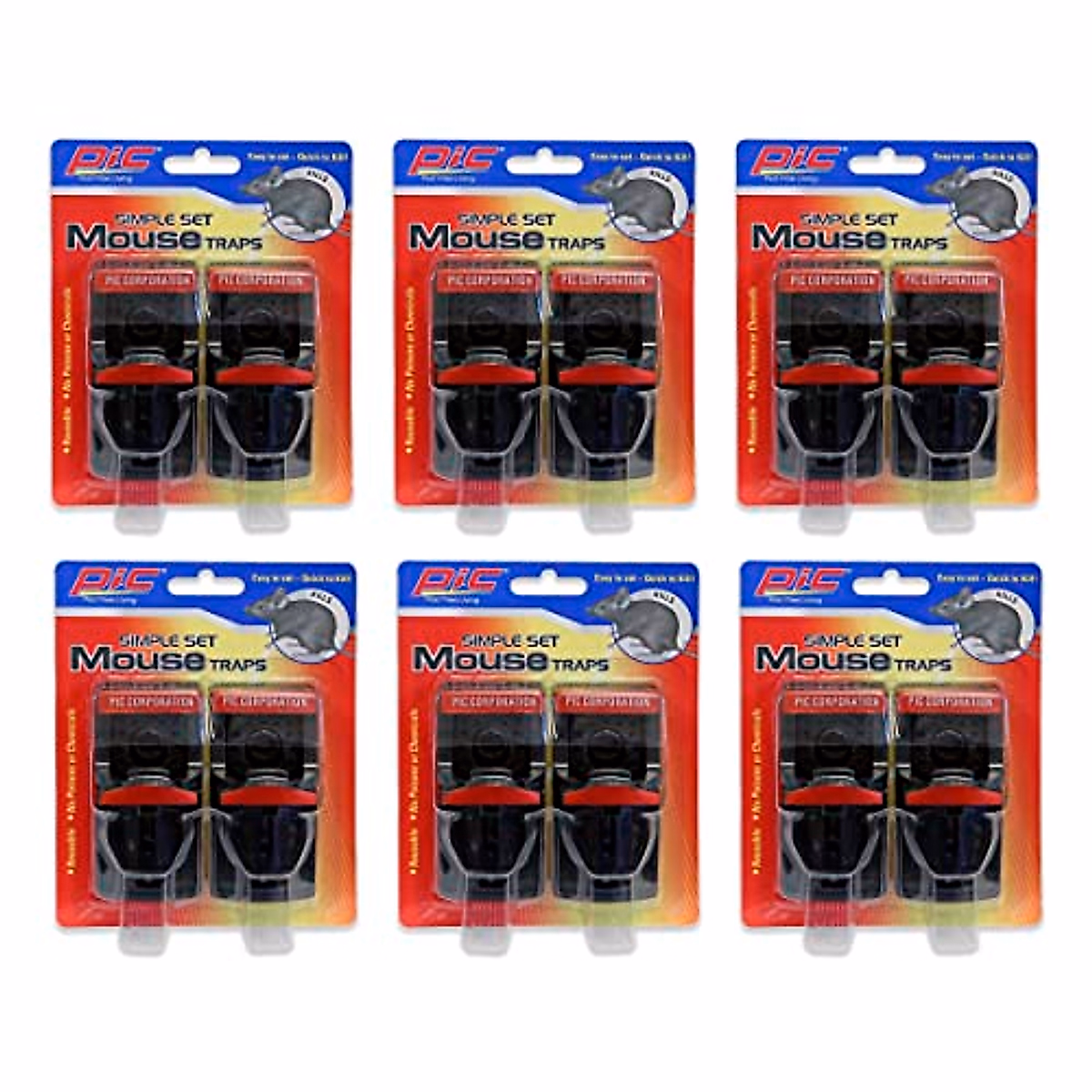 PIC Simple Set Mouse Traps, 2 Count (Pack of 6)