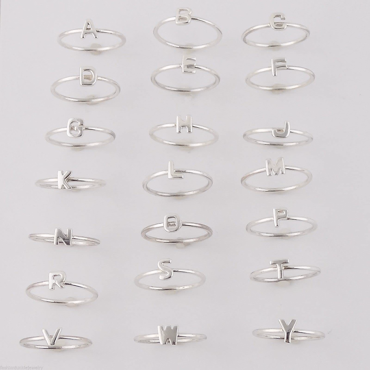 FashionJunkie4Life Sterling Silver Letter B Ring, Sizes 5-10, Initials Words Stacking Bands (9)