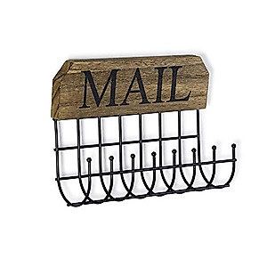 SRIWATANA Rustic Mail Holder Organizer, Key Holder Wall Mount Mail Sorter for Hallway Foyer and Home Decoration - Carbonized Black
