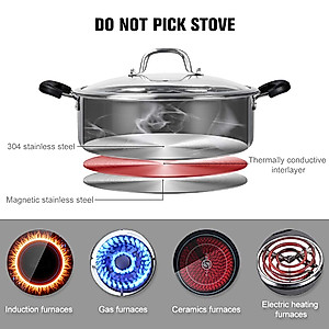 Hot Pot with Divider Stainless Steel Shabu Shabu Pot for Induction Cooktop Gas Stove 11’’ Suitable for 2-3 Person (11 inch)