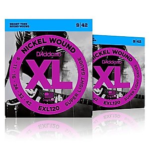 D'Addario EXL120 Nickel Super Light Electric Guitar Strings Two-Pack