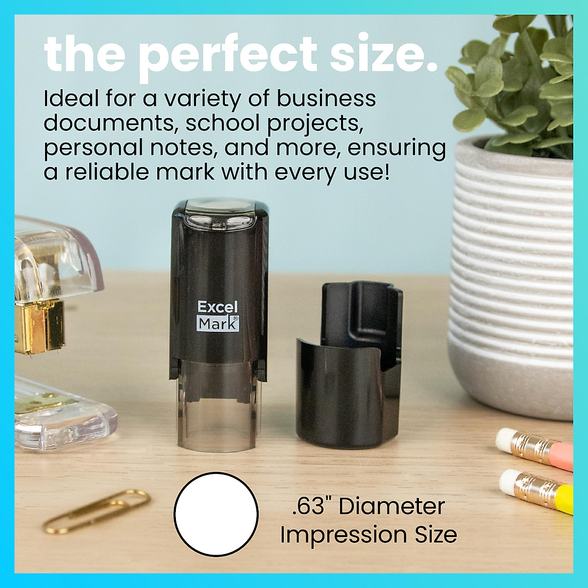 Smiley FACE - ExcelMark Self-Inking Round Teacher Stamp - Purple Ink