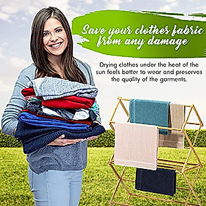 Bartnelli Bamboo Laundry Drying Rack for Clothes, Wood Clothing Dryer, Extreme Stability, Heavy Duty Built, Foldable, Collapsible Space Saving | Indoor-Outdoor Use - Pre-Assembled (X-Large - BDR-552)