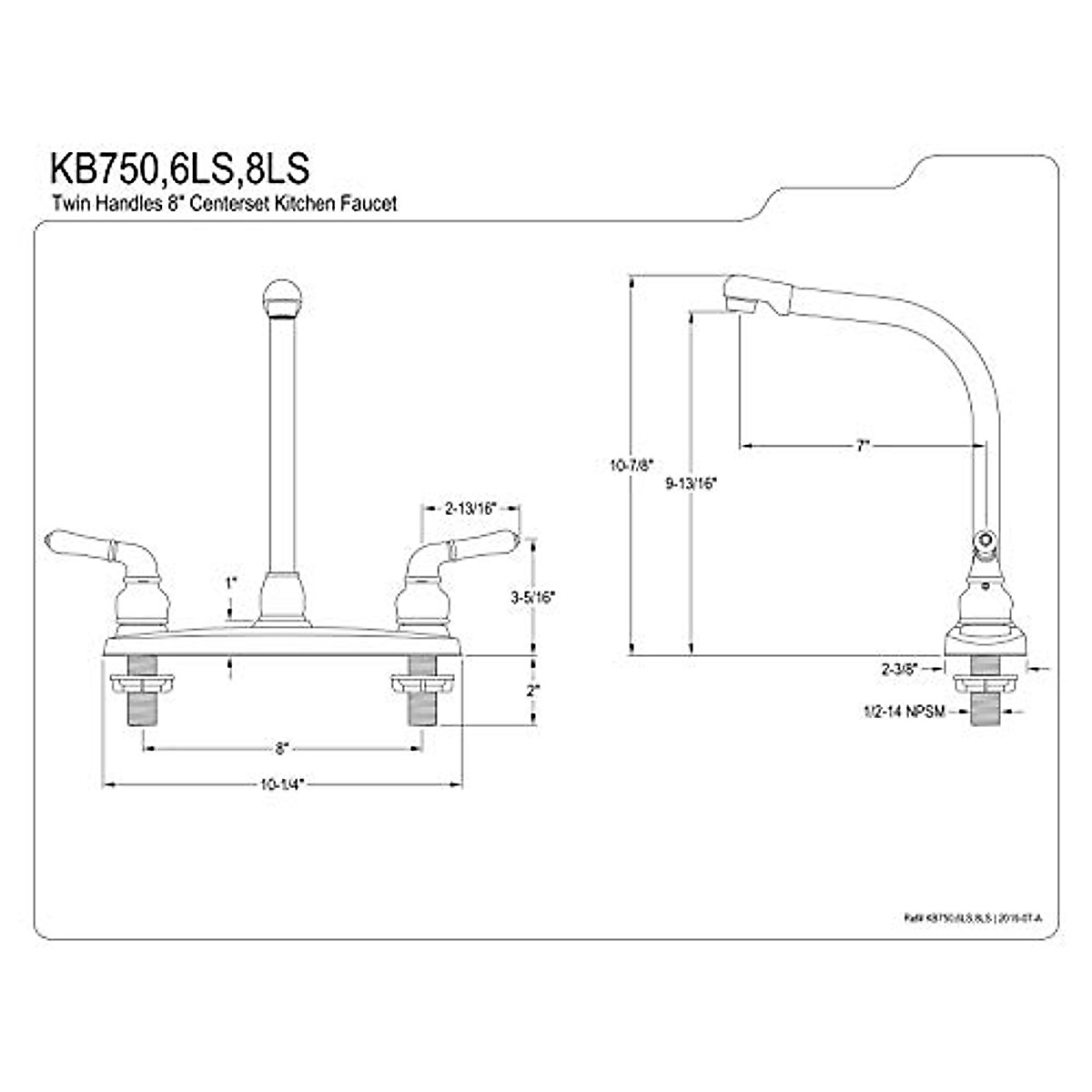 Kingston Brass KB756LS Magellan 8" Centerset Kitchen Faucet, Antique Copper, No Side Sprayer