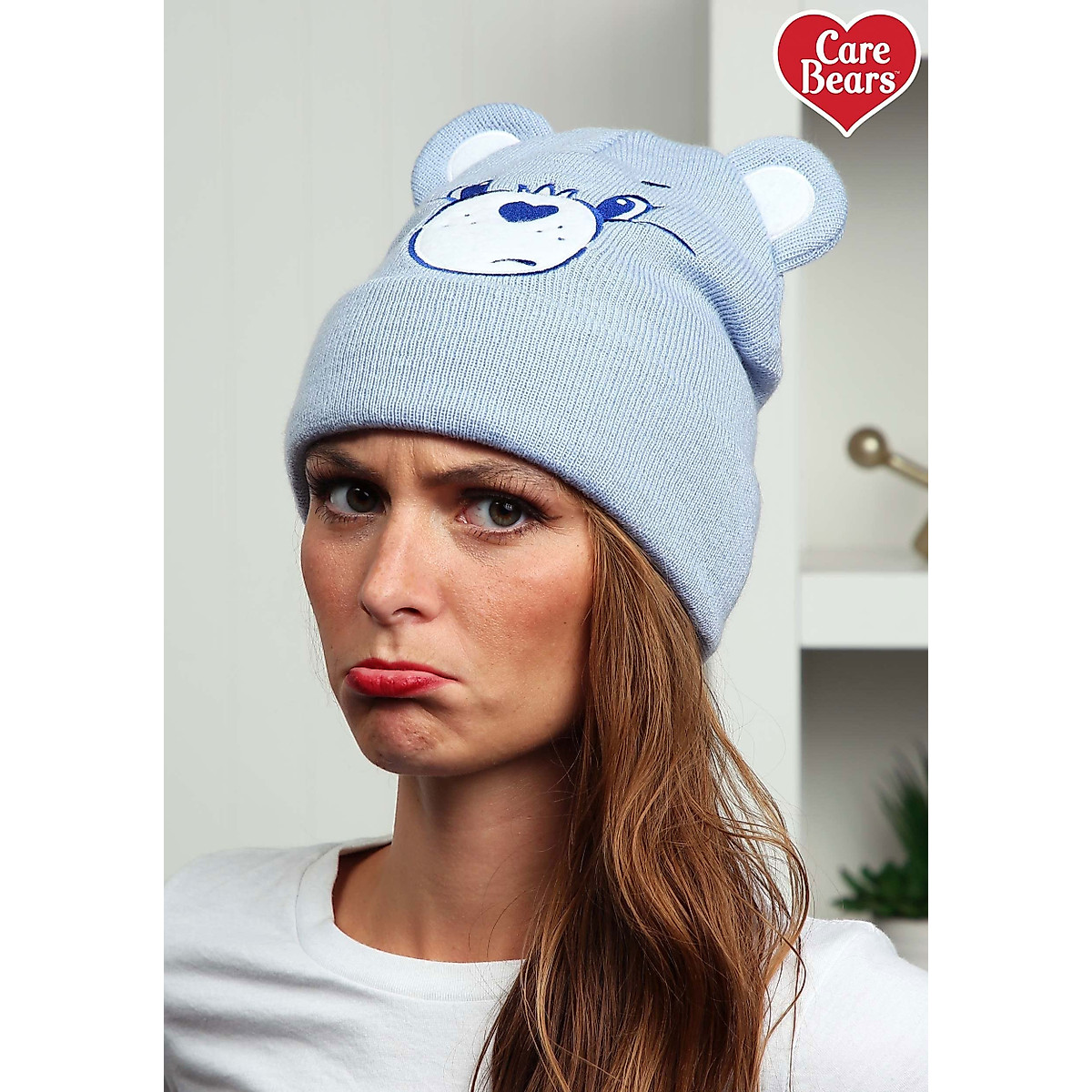 FUN.COM Grumpy Bear Knit Hat Standard Blue