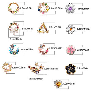 Stainless Steel 15 Paris Chic Folwer Stud Earrings with Colorful CZ Crystal for Teens Girls Women - Floral Patterns Design Multicolor Cubic Zirconia Jacket Stud Earrings Jewelry Set (#2-15 pairs)